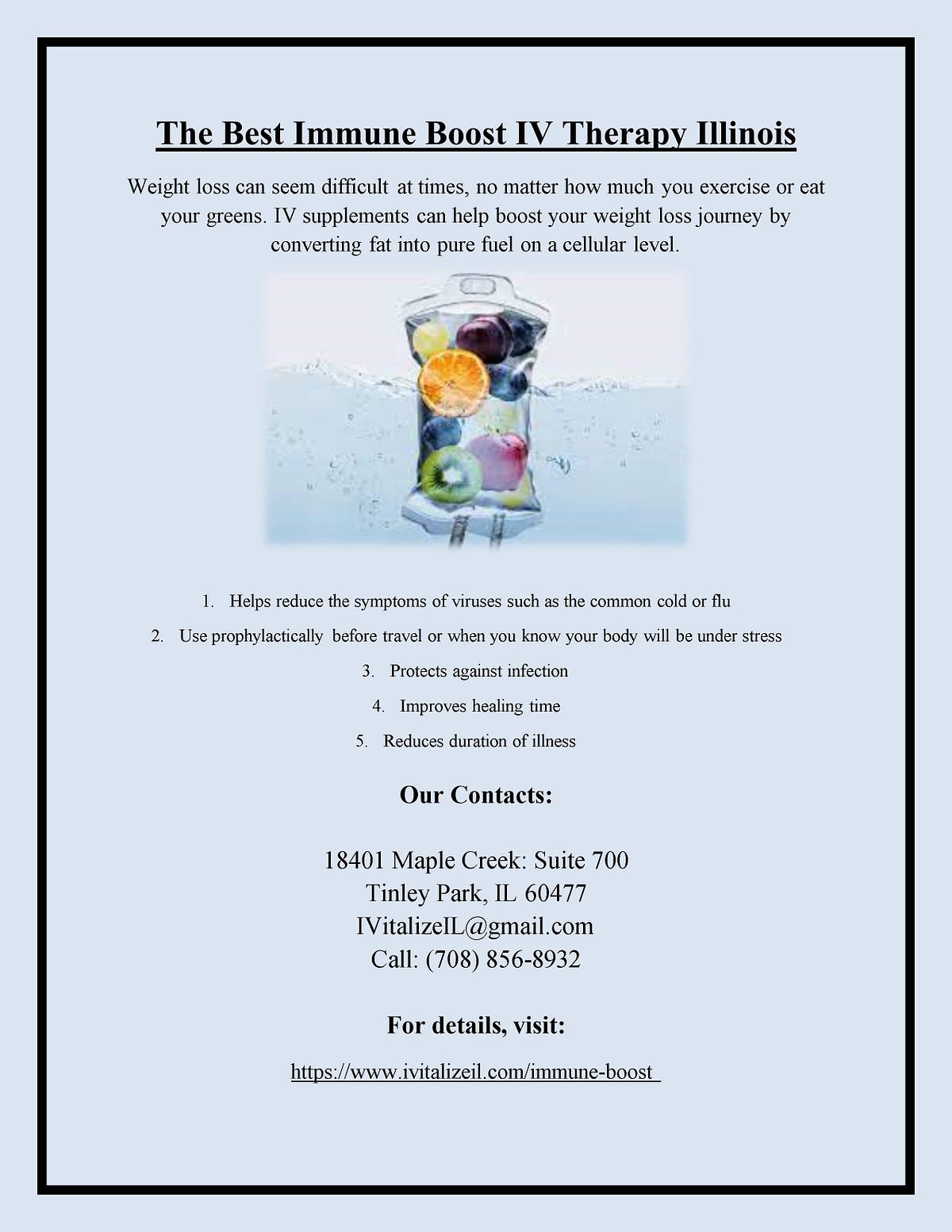 The Best Immune Boost IV Therapy Illinois - Ivitalizeil - Medium