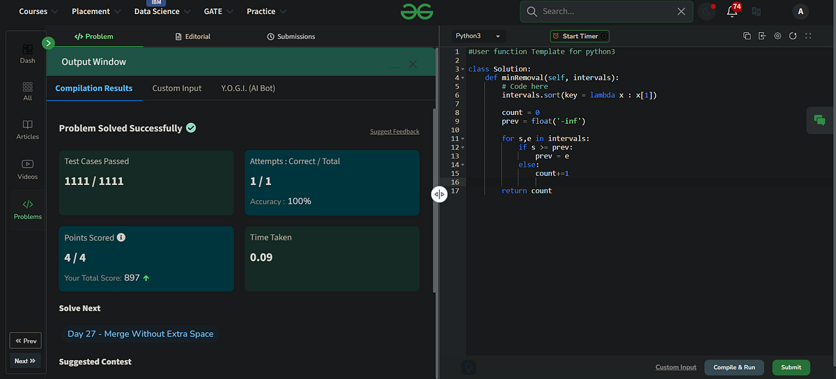 Mastering “Non-overlapping Intervals”: A Greedy Algorithm Deep Dive (GFG #Day26) | by Aswathi P ...