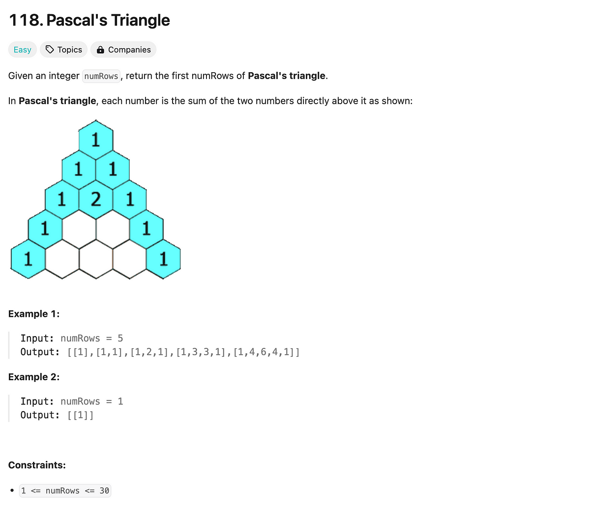 Coding Interview Prep: Pascal’s Triangle with JavaScript Solution | by ... Coding Interview Prep: Pascal’s Triangle with JavaScript Solution | by ...