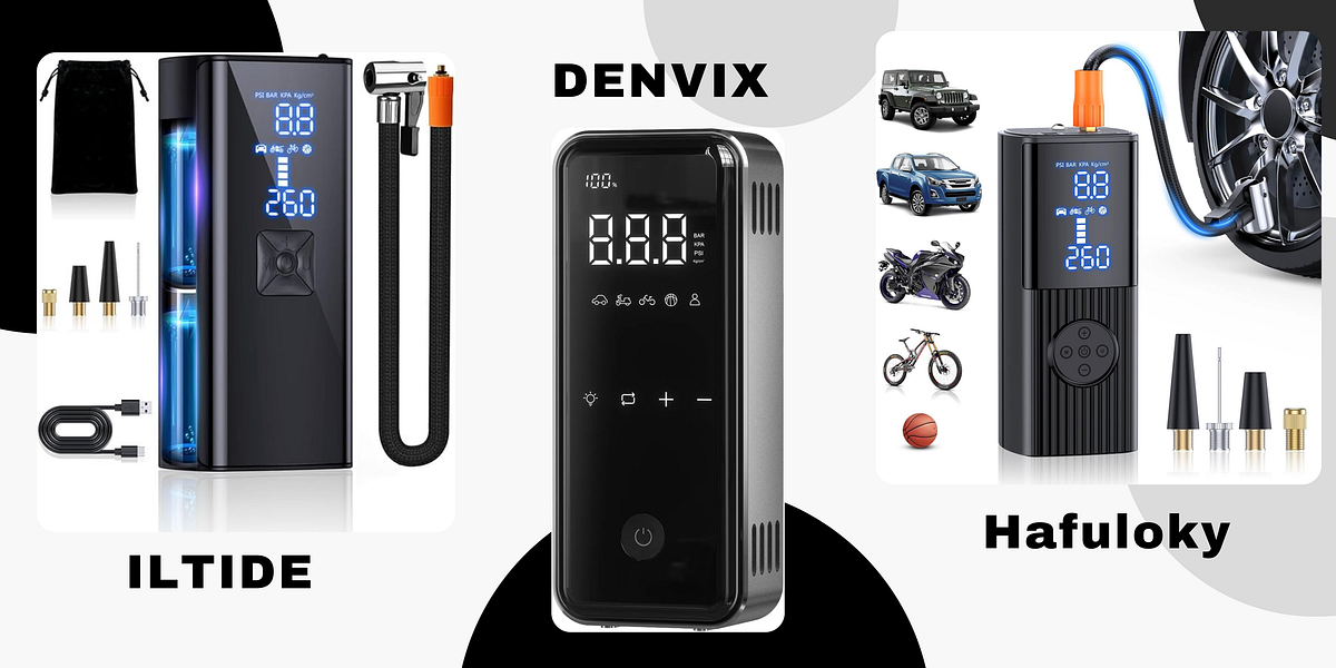 Comparison of Three Portable Tire Inflator Air Compressors: Hafuloky, ILTIDE, and DENVIX | by ...