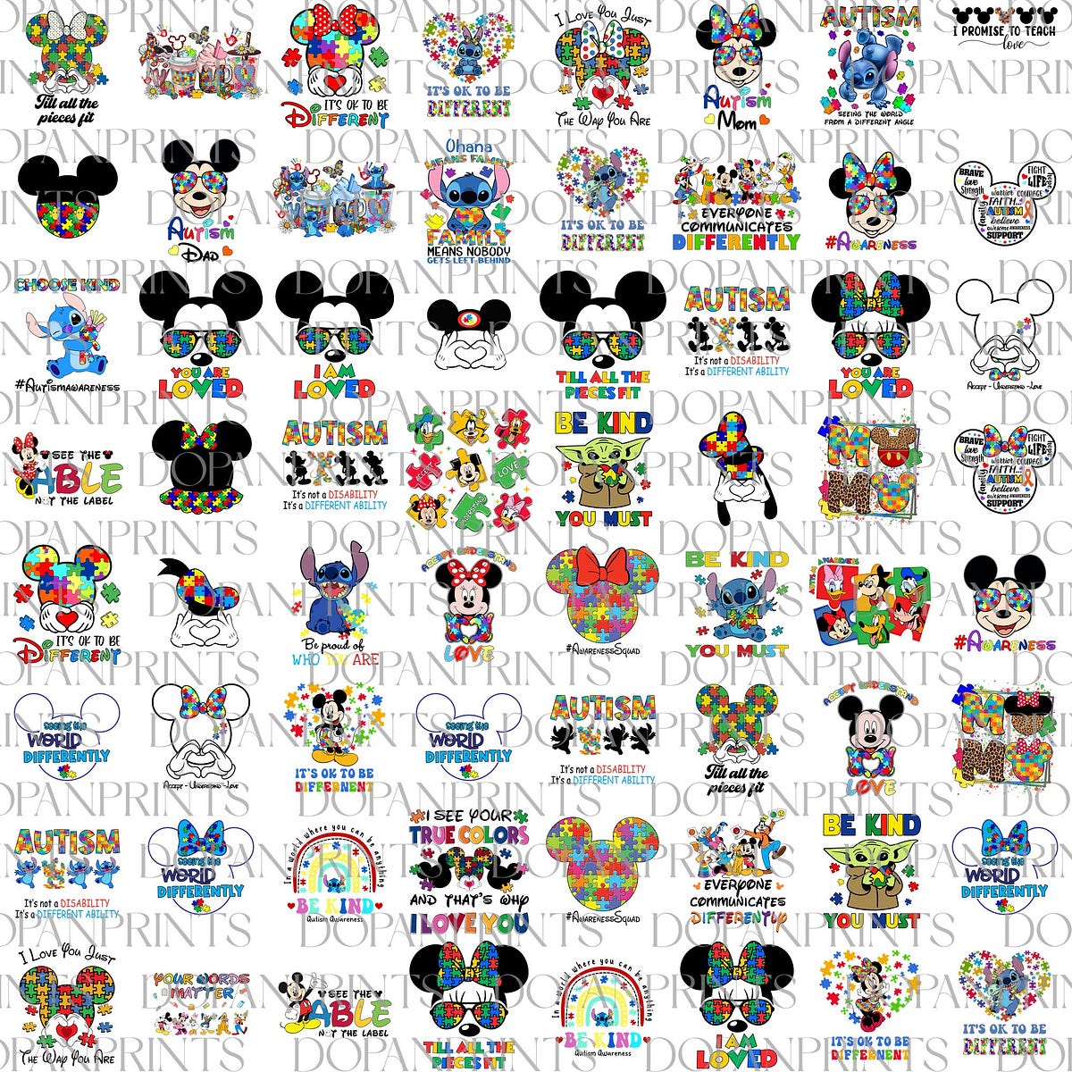 Bundle 64+ Cartoon Autism Png, Character Autism Awareness Png, Mouse ...