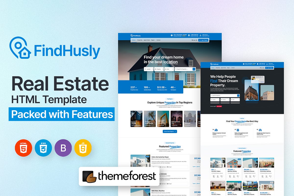 Real Estate HTML Template Packed with Features: FindHusly | by Easital ...