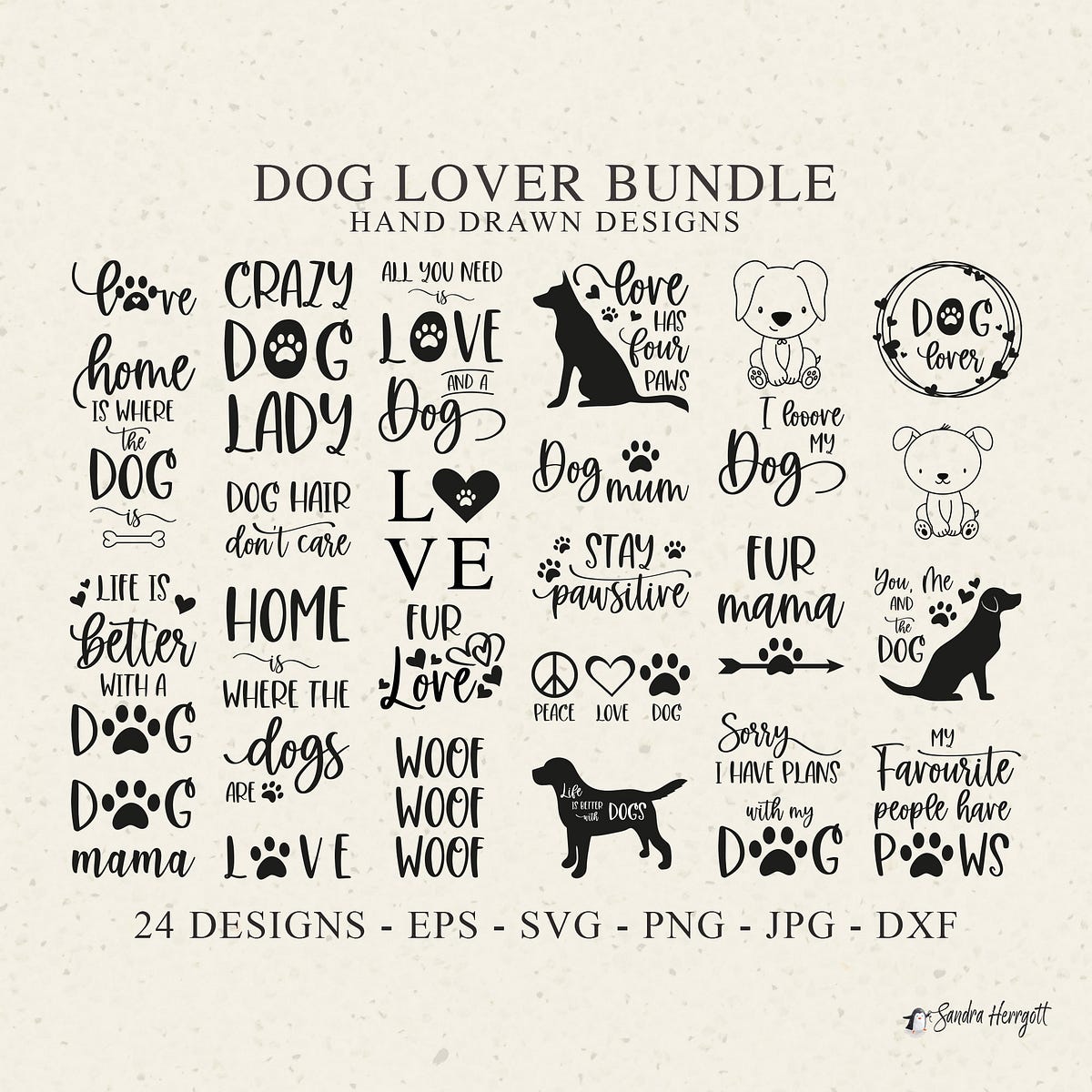 Cute Dog Plotter File Svg Dxf Png Eps Jpg Pet Fur Mama Cricut Puppy ...