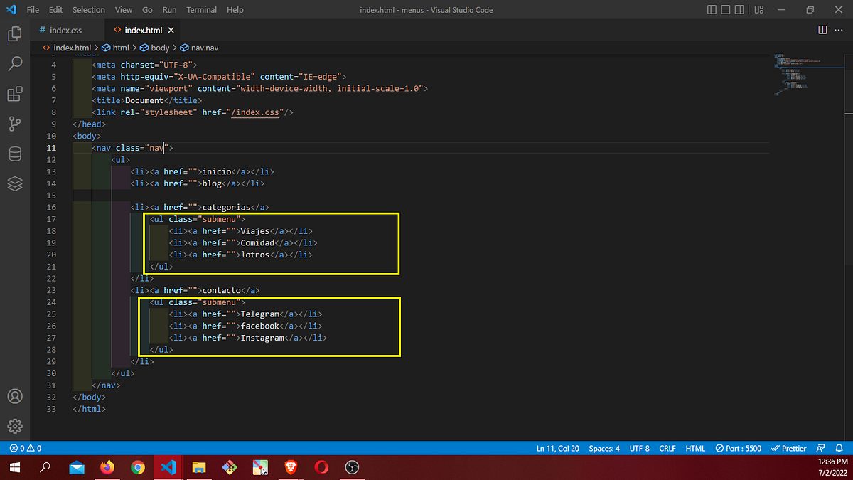 MENUS Y SUBMENUS CON CSS Y HTML. Una de las cosas importantes que lleva ...