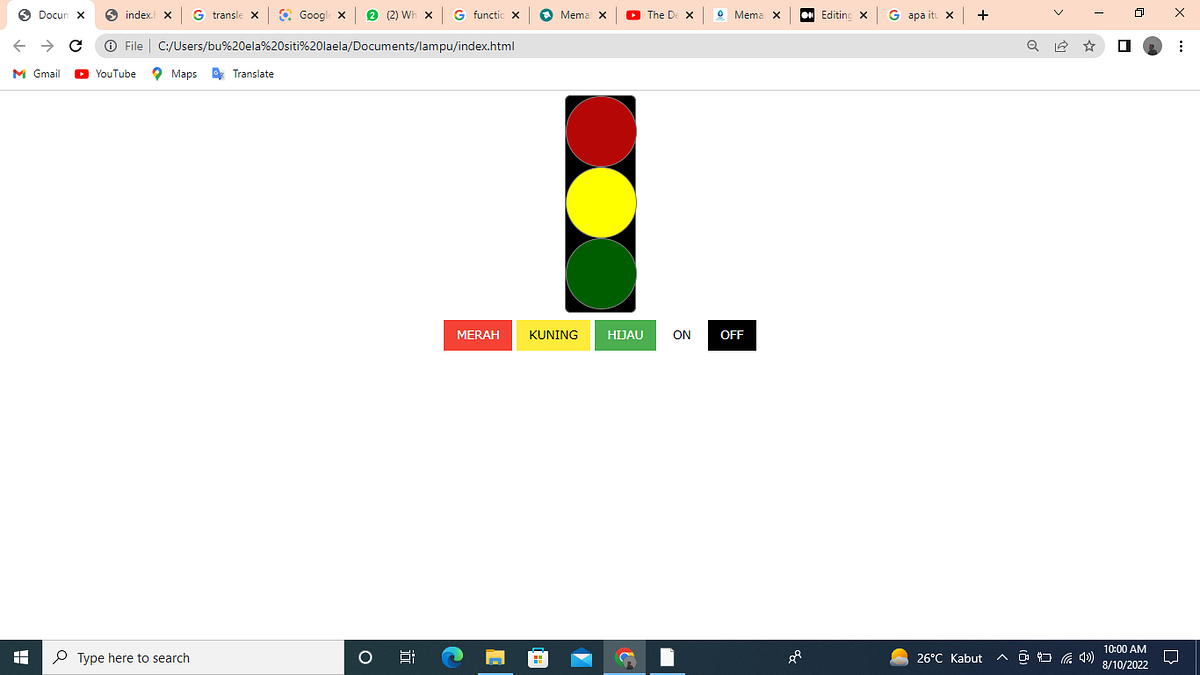 Cara membuat program lampu lalu lintas, menggunakan html, css, dan javascript | by ...