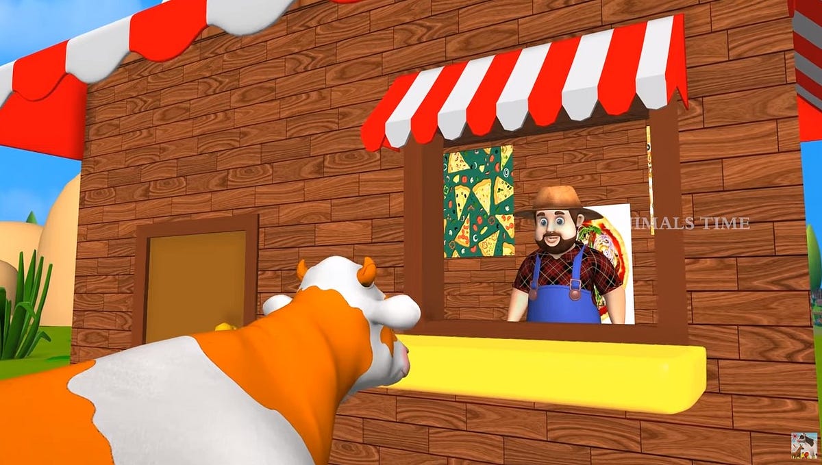 Crazy Cows Buying Pizza from Donald — Farm Animals Comedy Videos ...