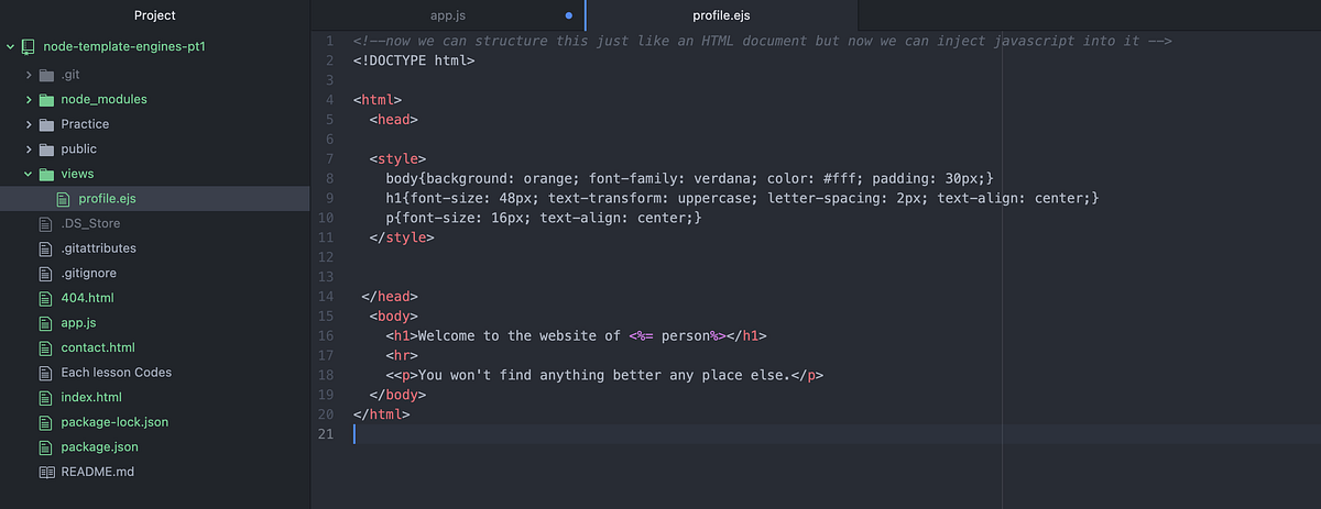Express Template Engines. I want to tie in how template engines… | by Reid Williamson | Medium