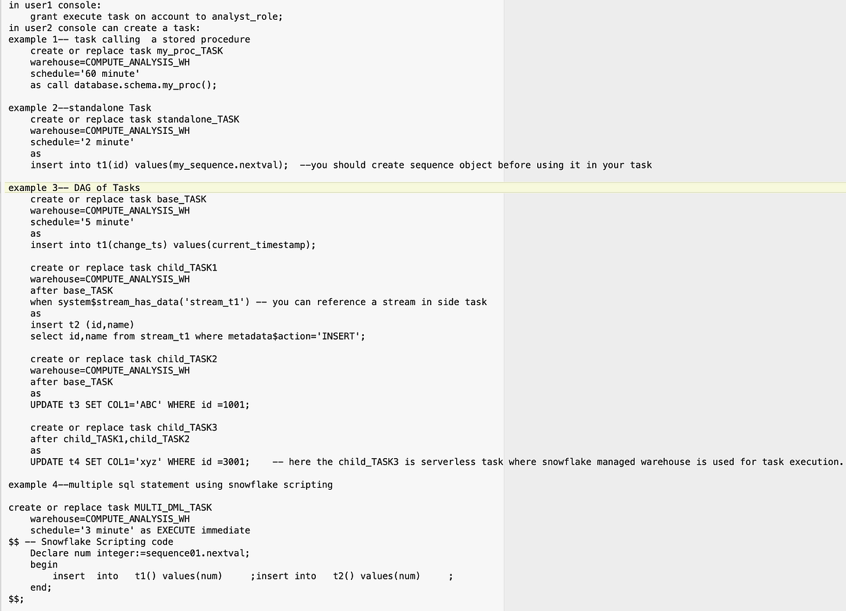Quick Recap About Snowflake TASK: | by Kamalakanta Pradhan | Medium