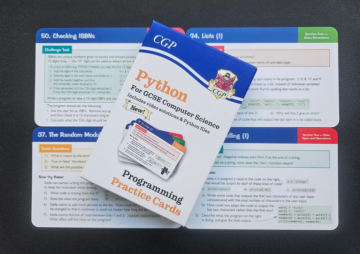 Review: CGP Python Programming Practice Flashcards for GCSE Computer ...