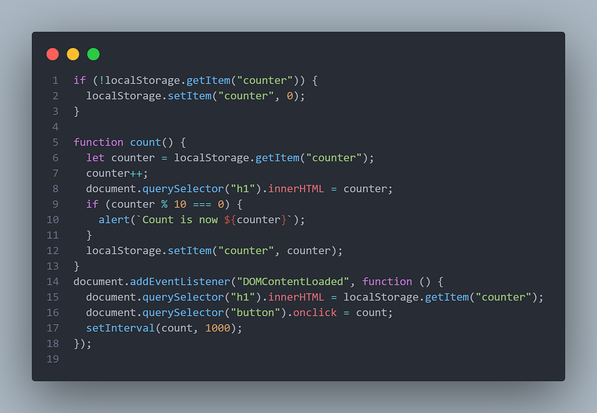 Counter Program with Local Storage — JavaScript - Sikandar - Medium
