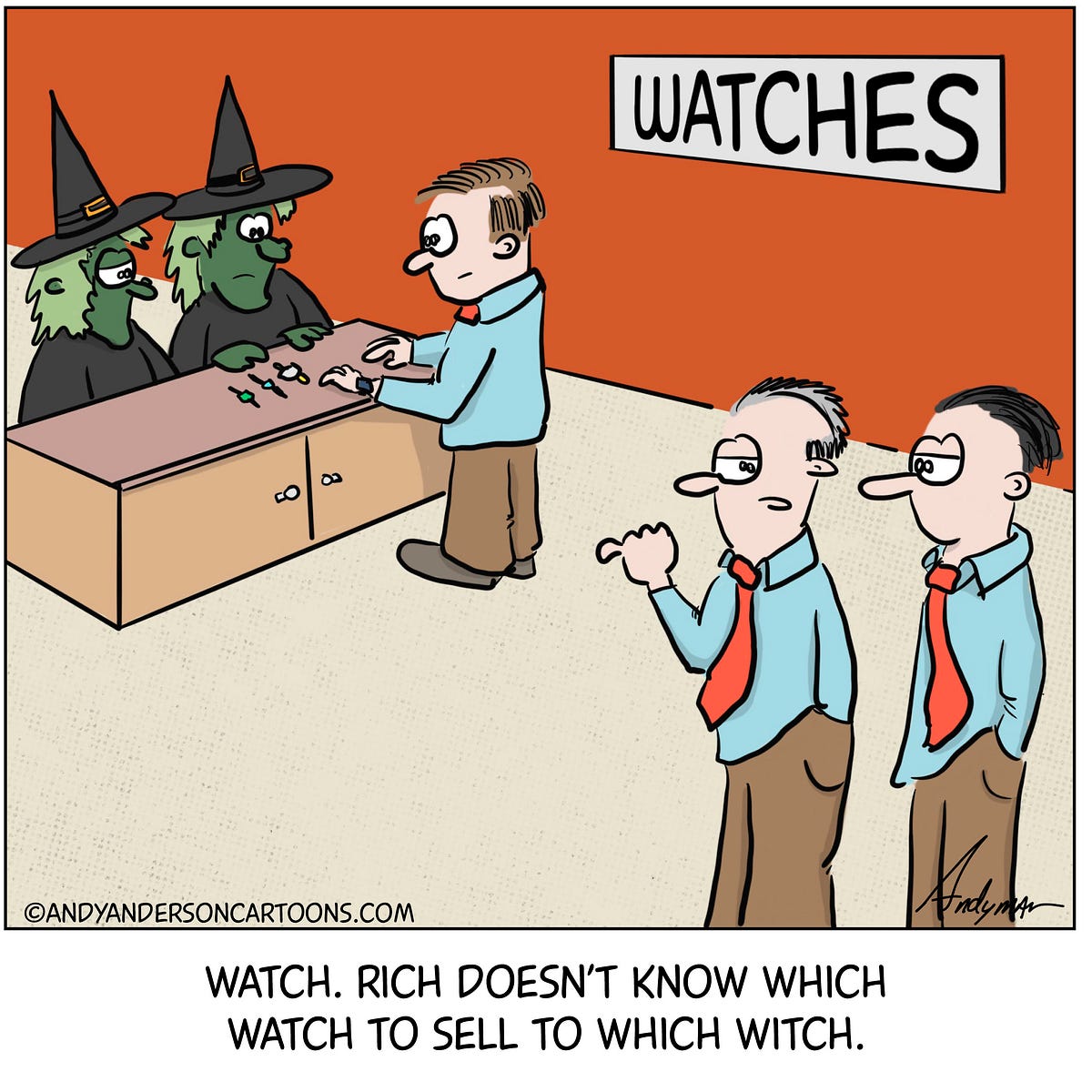 Cartoon about which watch goes with which witch | Andy Anderson | Andy ...