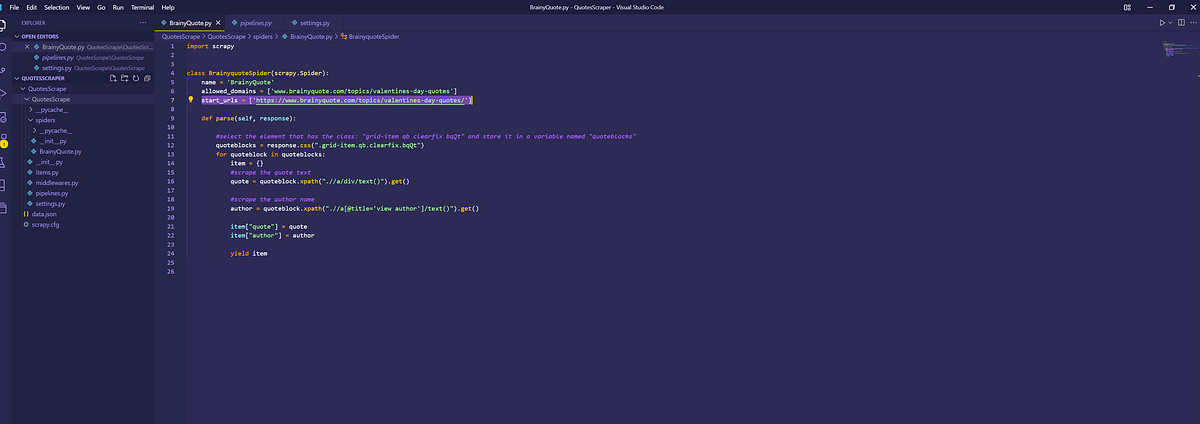 Creating a webscraper with Scrapy and Python | Scrapy Basics | by PythonExplorer | The Dev ...