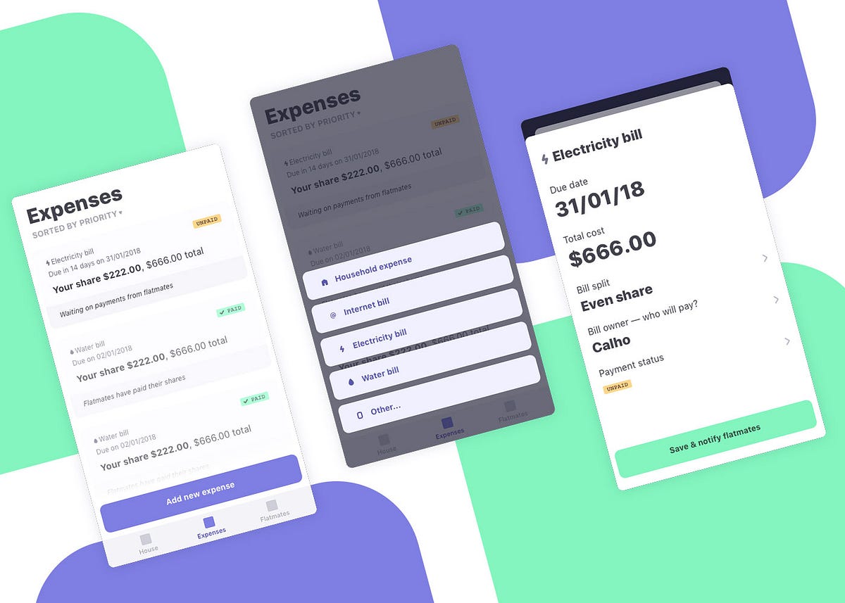 UX design breakdown: Household bill management | by Cody Lindsay Gordon ...