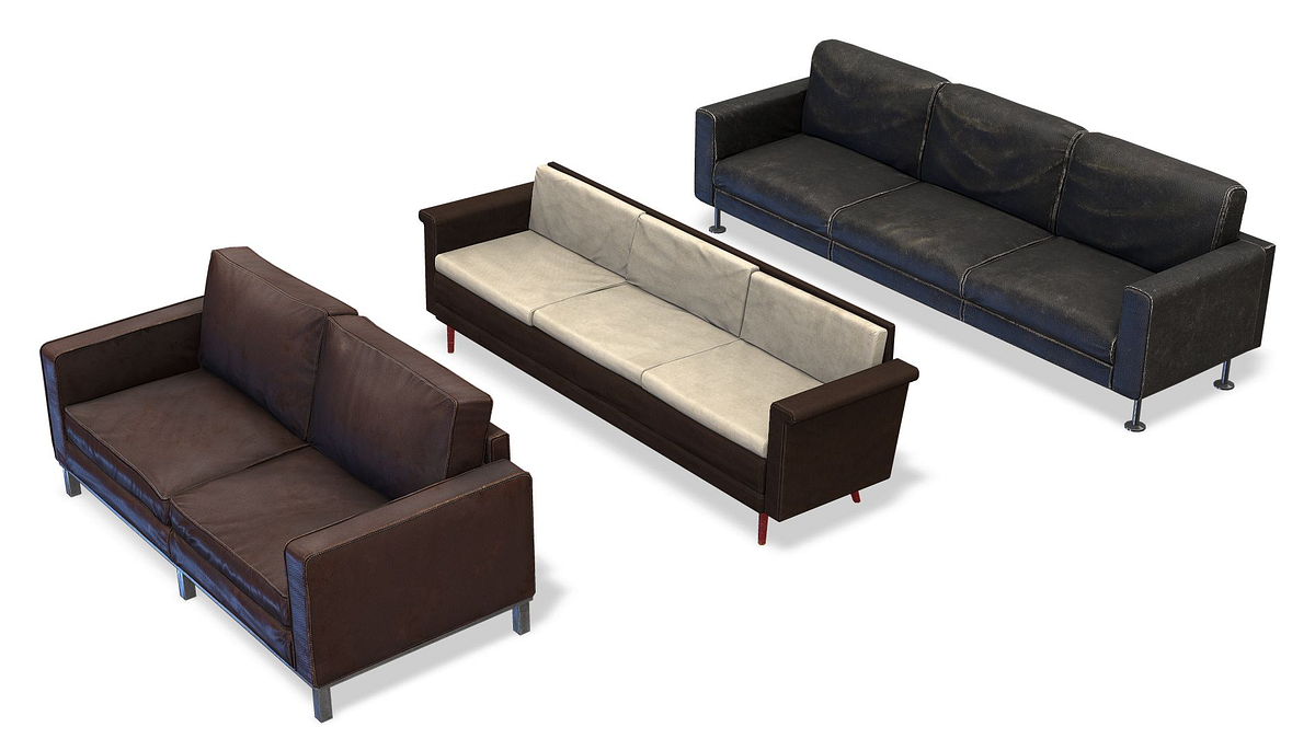 3D Asset Pack: Low Poly Leather Sofas Pack | by AAA Animators | Medium