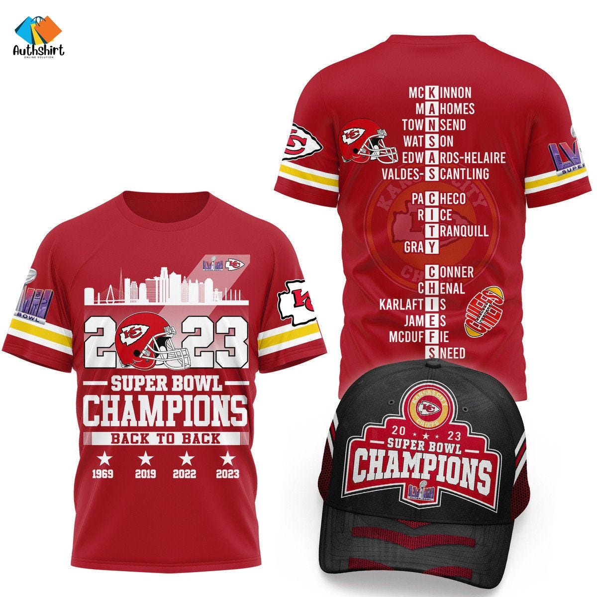 **Kansas City Chiefs Super Bowl Back To Back Combo Shirt And Cap** | by ...