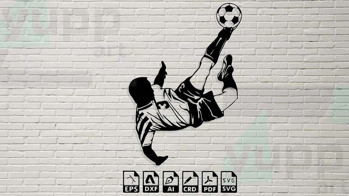 Soccer Player Footballer Shoot cut svg dxf pdf engraving decal ...