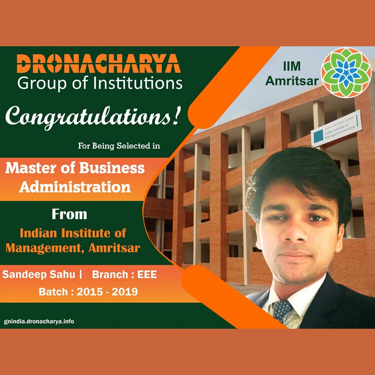 Dronacharya Group of Institutions, Greater Noida bright alumnus Sandeep ...