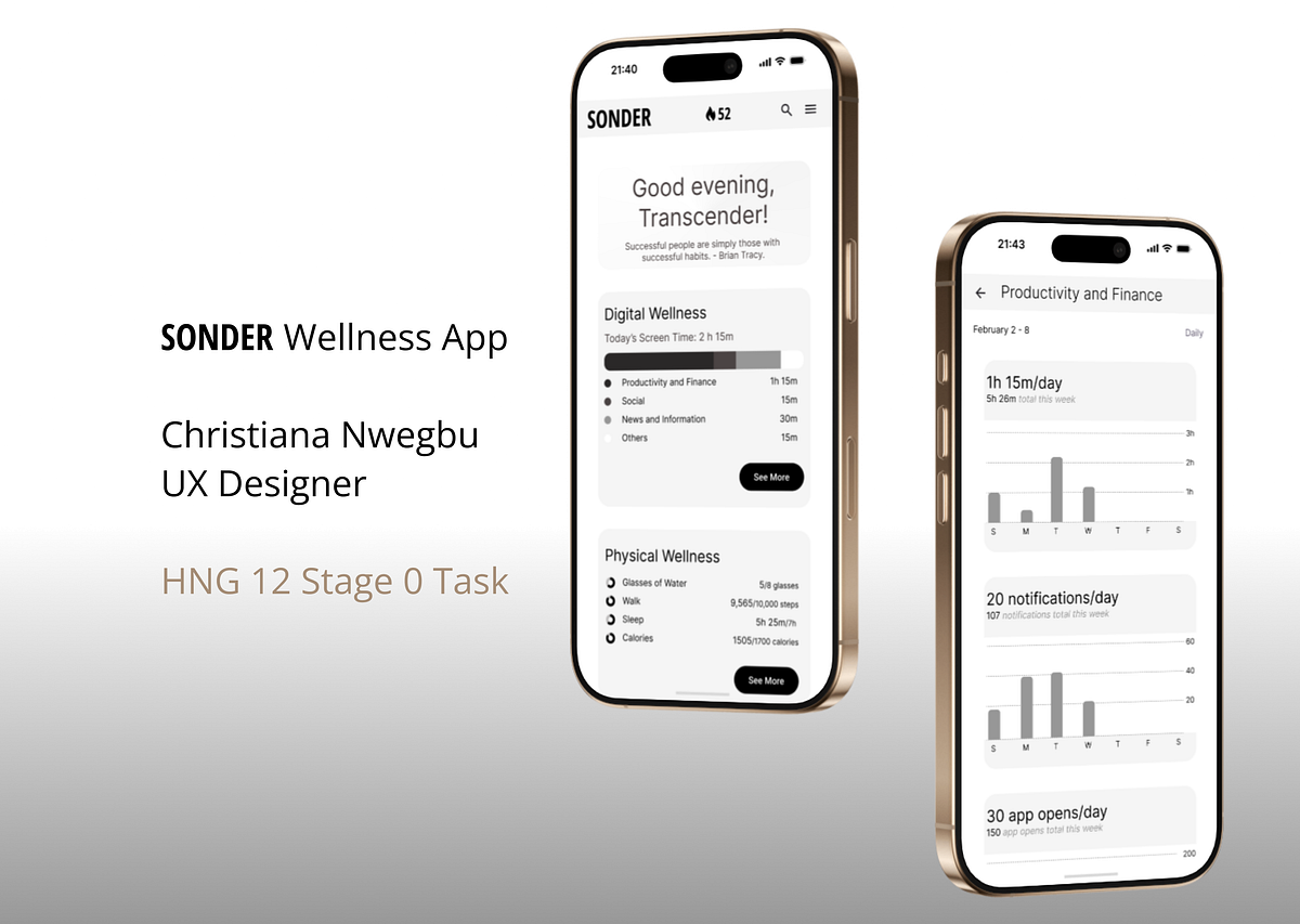 My HNG12 Journey and Designing Sonder: A Minimalist Wellness App | by ...