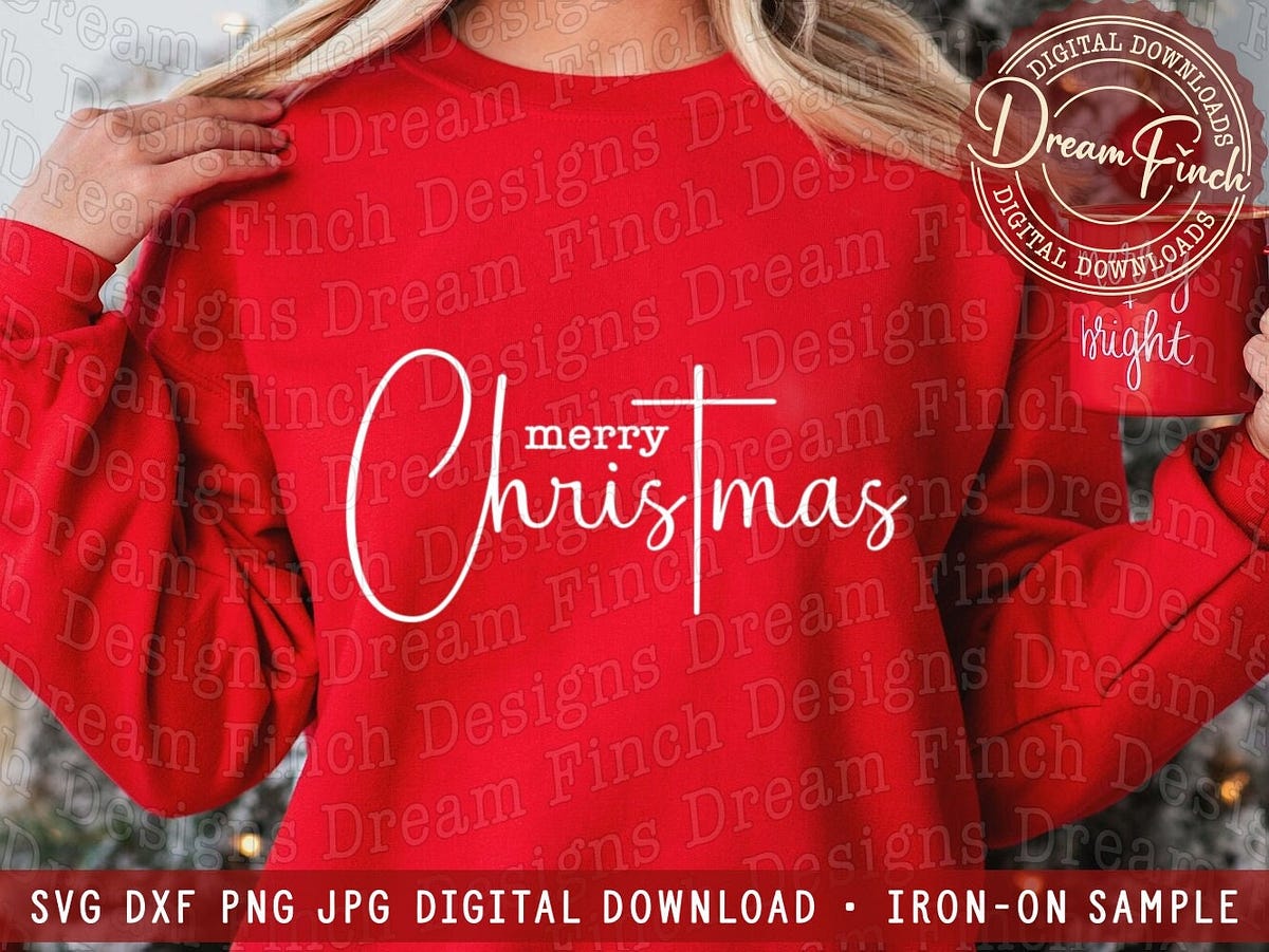 Merry Christmas SVG DXF PNG Jpg for Religious Cross T-Shirt — Digital ...