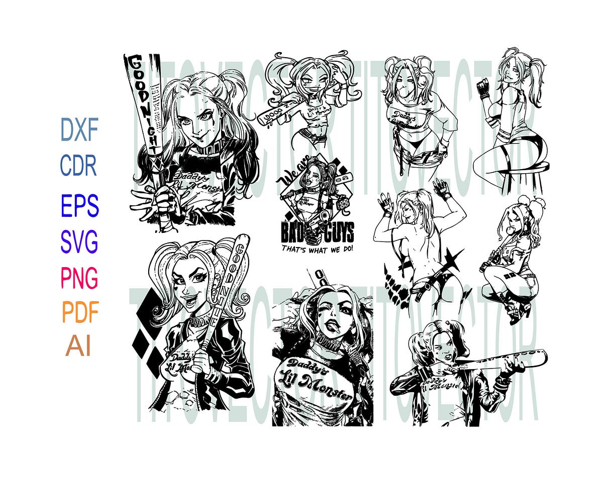 Harley Quinn Svg ai eps pdf Cut Svg file Harley Quinn Svg vector design ...