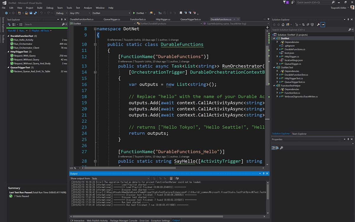 Writing Unit Test for Azure / Durable Functions | by Tsuyoshi Ushio ...