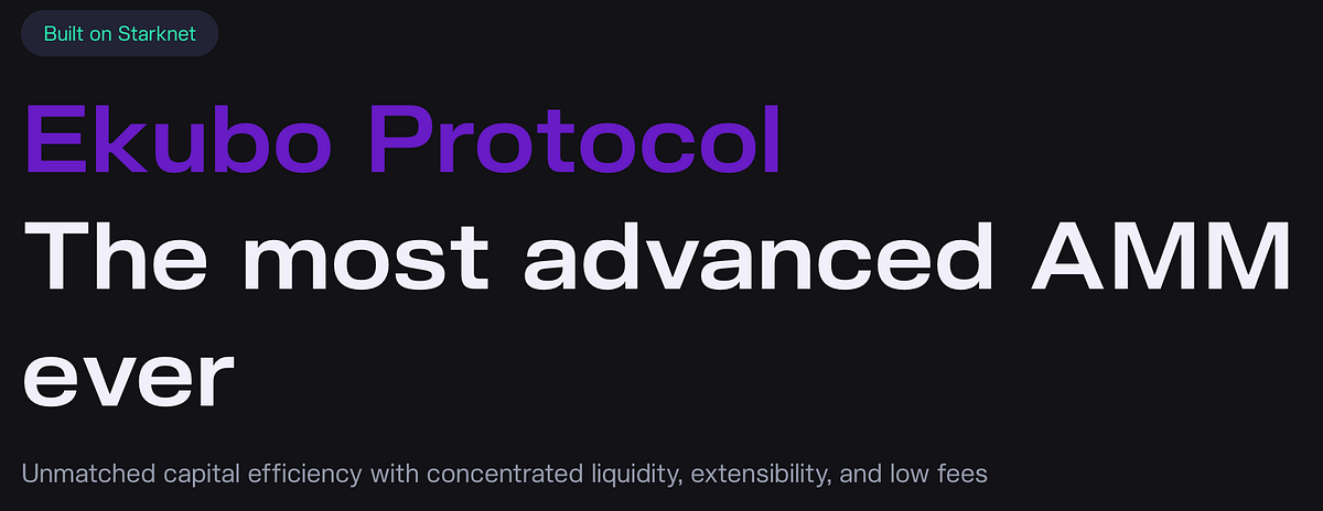 Ekubo Protocol built on Starknet. Ekubo Protocol is designed to take ...