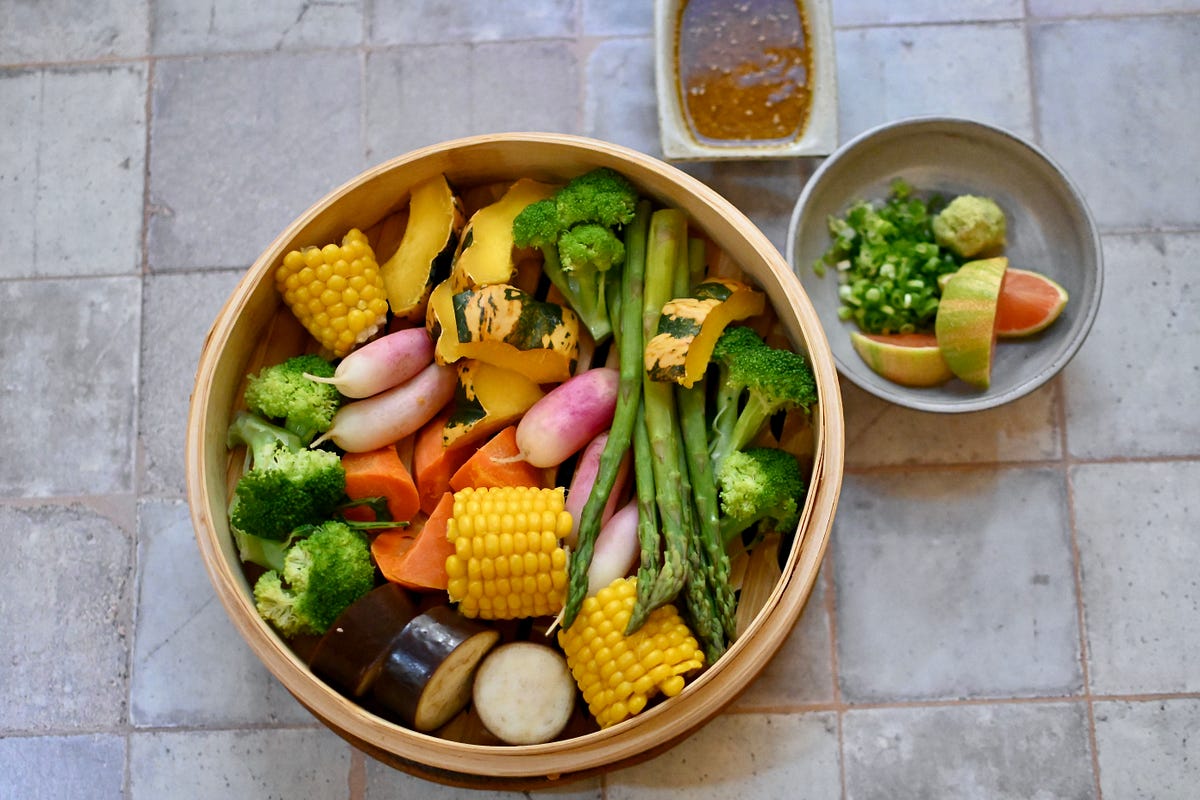 Steamed Vegetables with Sesame Seeds and Soybean paste Dressing | by ...