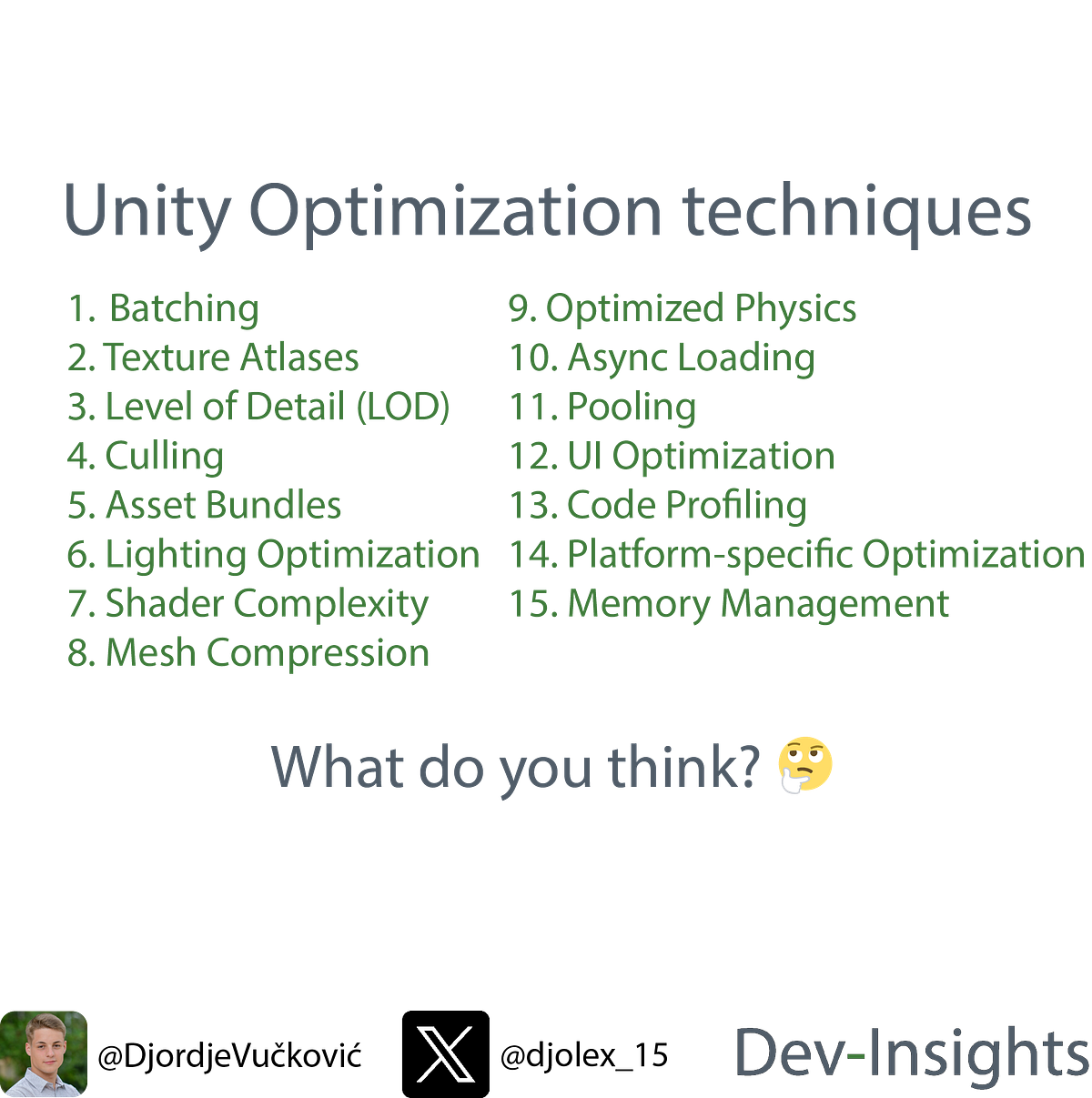 Unity optimization techniques⌚. Making a game is the easy part of a… | by Djordje Vuckovic | Jan ...