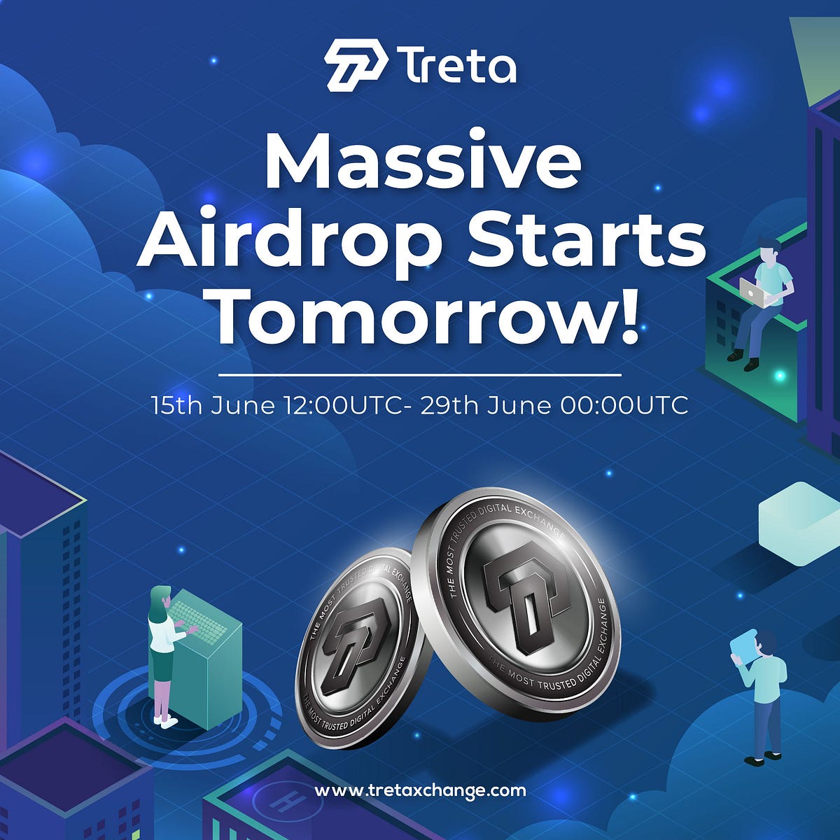 Massive Airdrop Starts Tomorrow - Treta Exchange - Medium