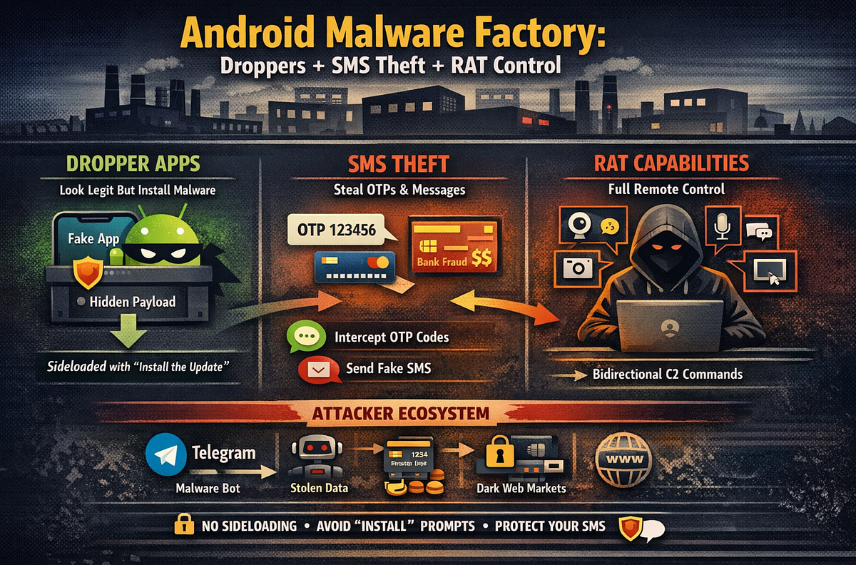 Android malware is turning into a factory line: droppers + SMS theft ...