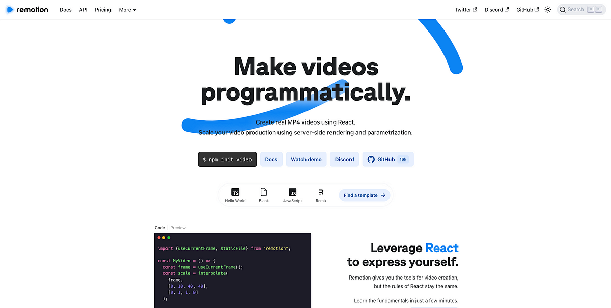 Create Video Programmatically. Write code and get the mp4 videos as an ... Create Video Programmatically. Write code and get the mp4 videos as an ...