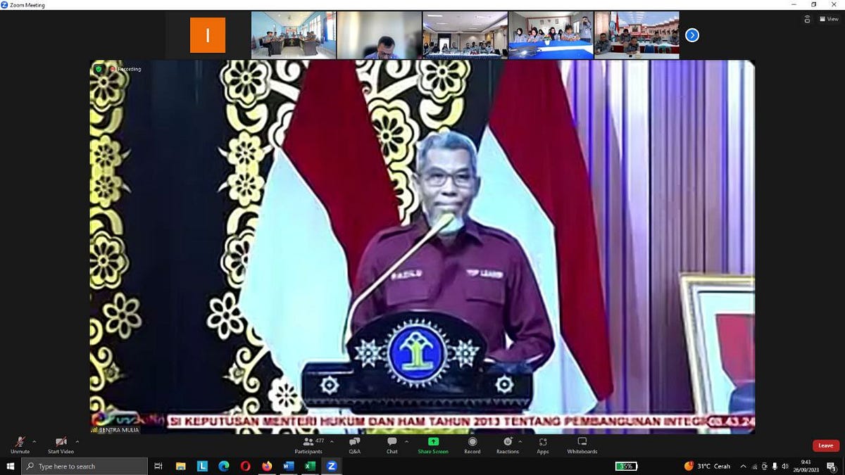 Sosialisasi Keputusan Menteri Hukum dan HAM tentang Pembangunan Integritas di Lingkungan ...