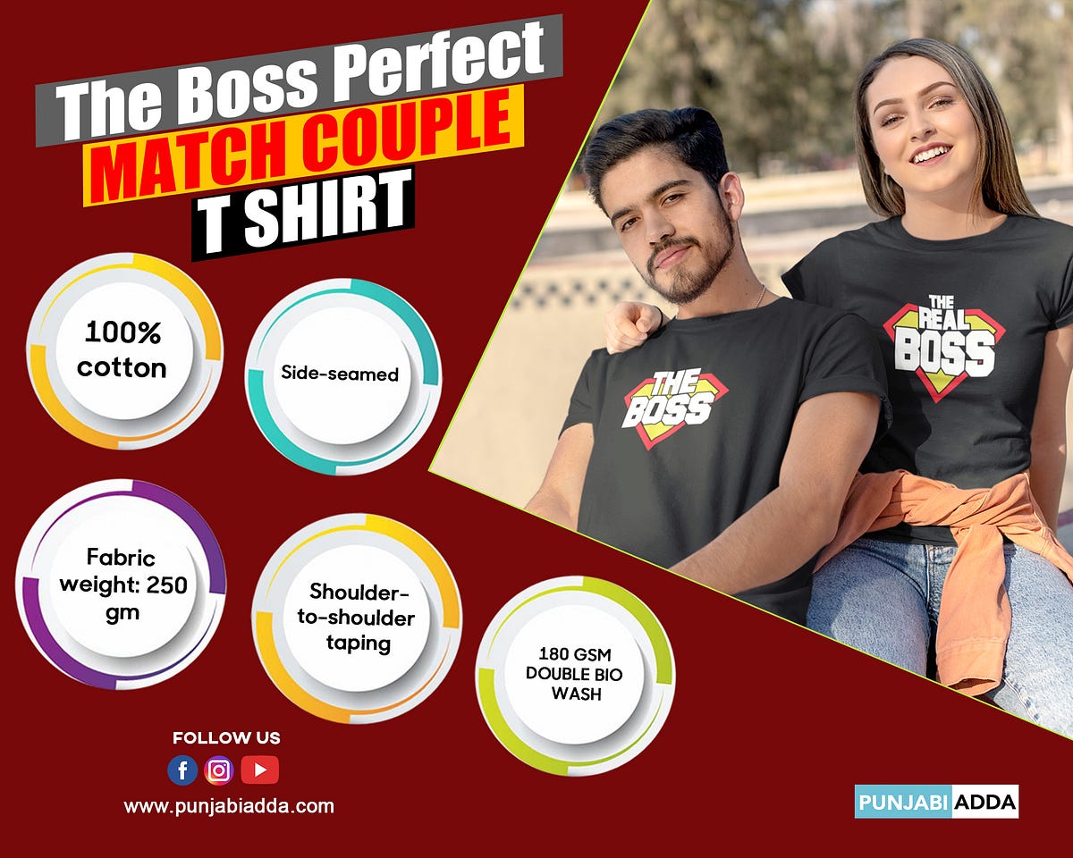 Trendy The Boss Matching Couple T Shirt — Punjabi Adda - Punjabi Adda ...