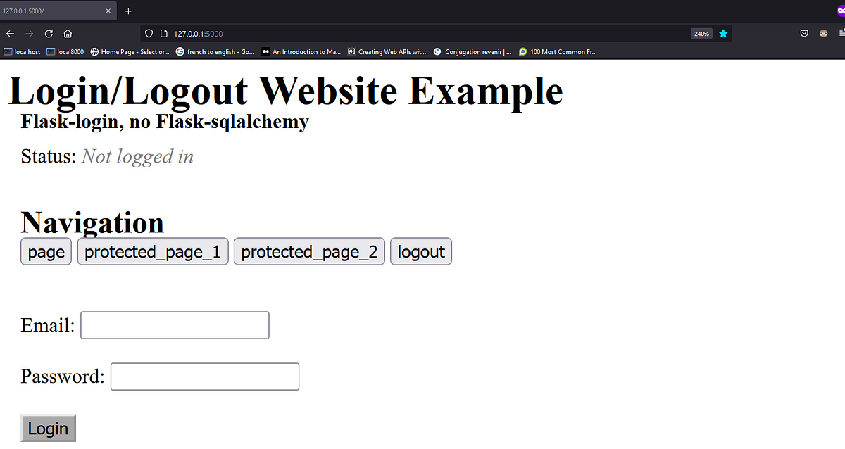 Flask Login No Flask Sqlalchemy This Application Shows A Barebones
