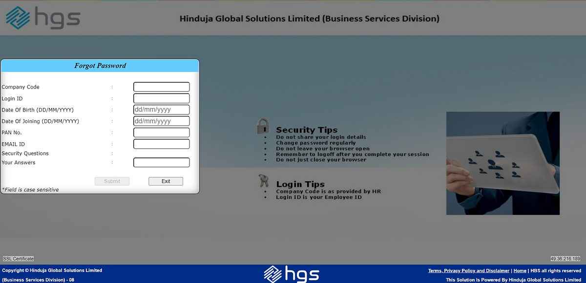 paysHGS Payslip reset password - Pay Slip - Medium
