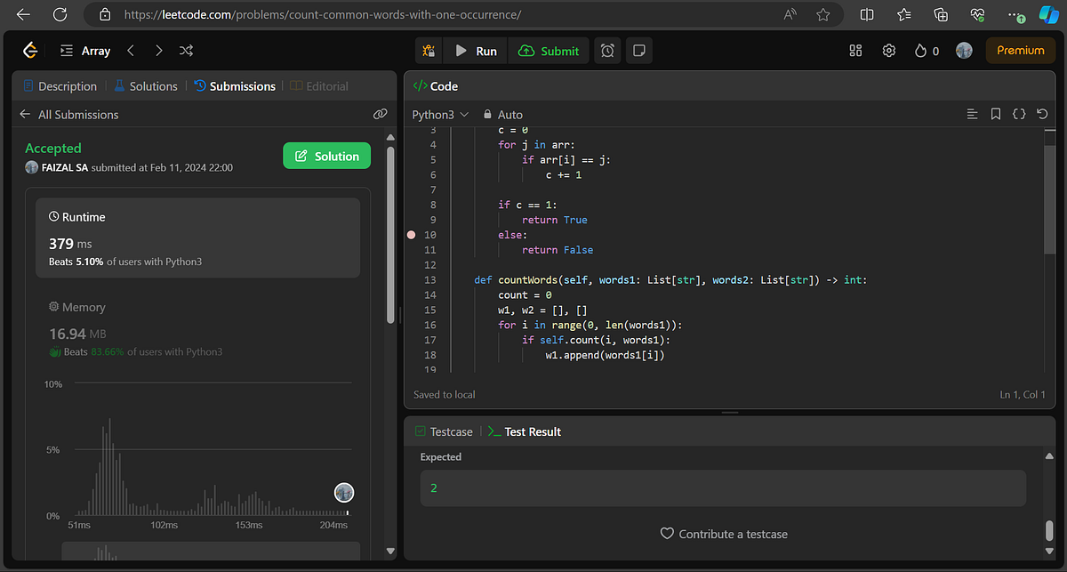 LeetCode Problem no. 2085. Question no. 2085. Count Common Words… | by FAIZAL | Medium