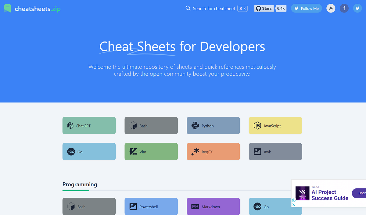 CheatSheets.zip: A Full-Stack Developer’s Perspective | by Leroy Leow ...