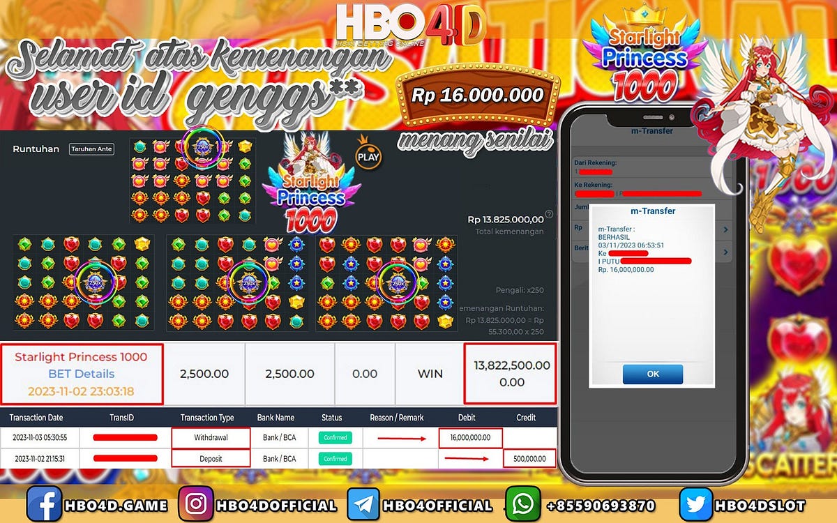KEMENANGAN UPDATE HARI INI HBO4D Starlight Princess 1000 | 3 NOVEMBER 2023 | by HBO4D BUKTI ...