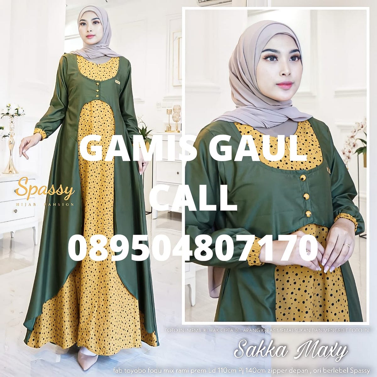 READY SIZE S,M,L,XL,Call 0895–0480–7170,Gamis Gaul Dua Warna - Agen Mukena Terbaru Bagus - Medium