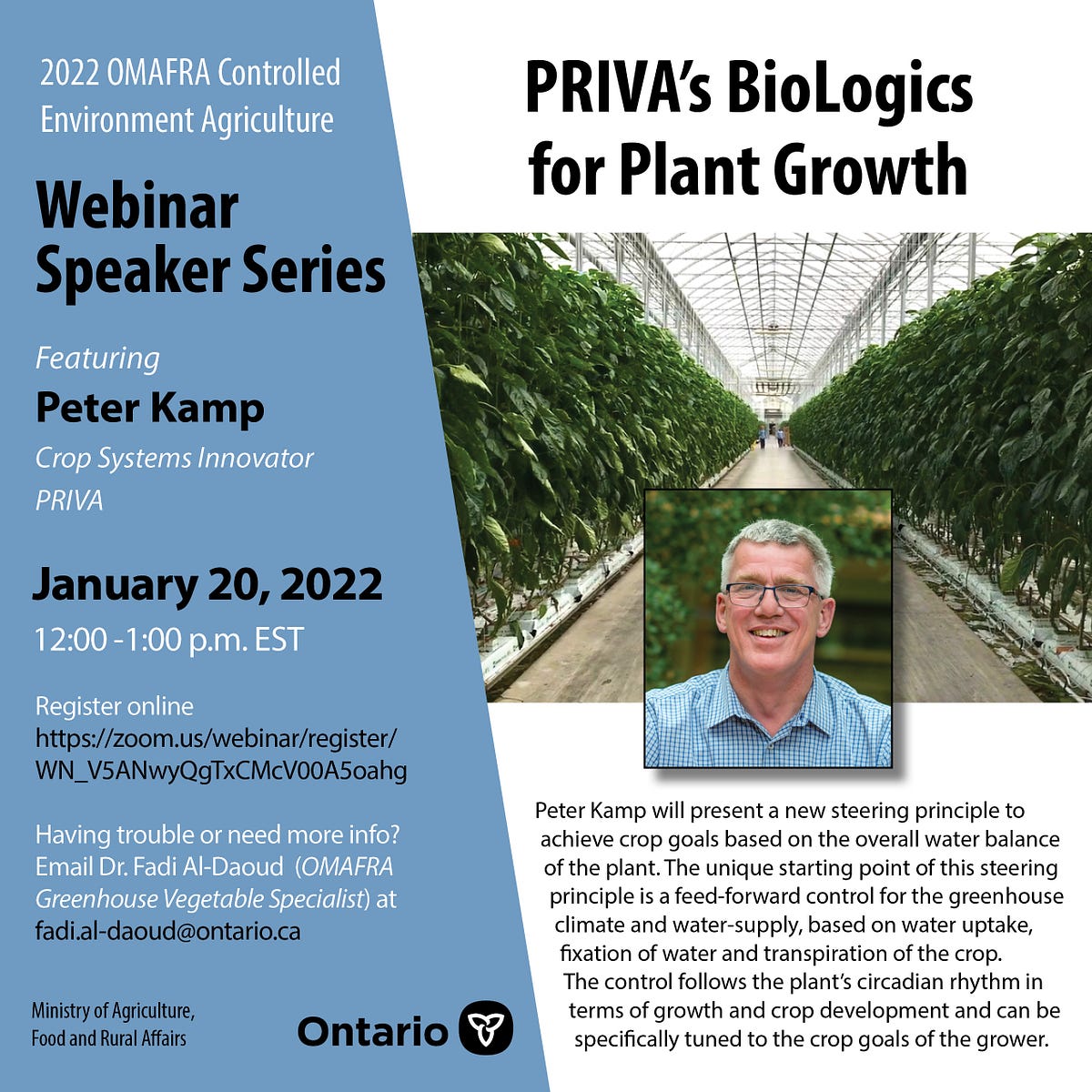2022 OMAFRA Controlled Environment Agriculture Webinar Series — PRIVA’s ...