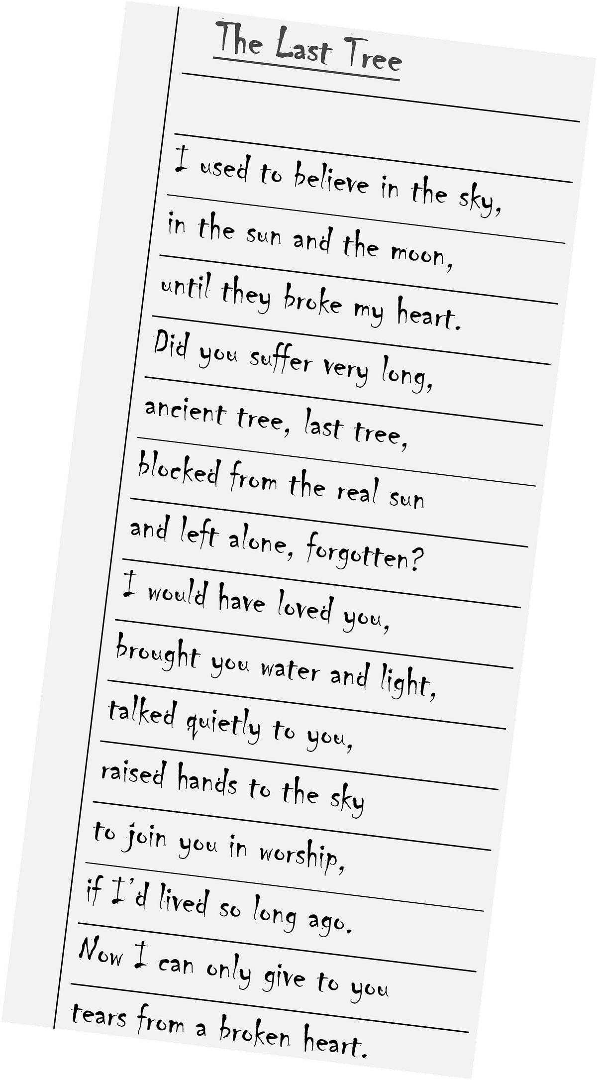 The Last Tree. Little Poem from ‘In the Minuses’ | by Martine Weber ...