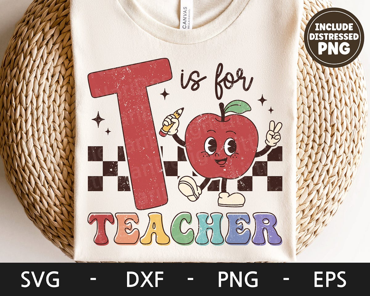 T is for teacher svg, Back to school svg, Apple scg, Pencil svg, Funny ...
