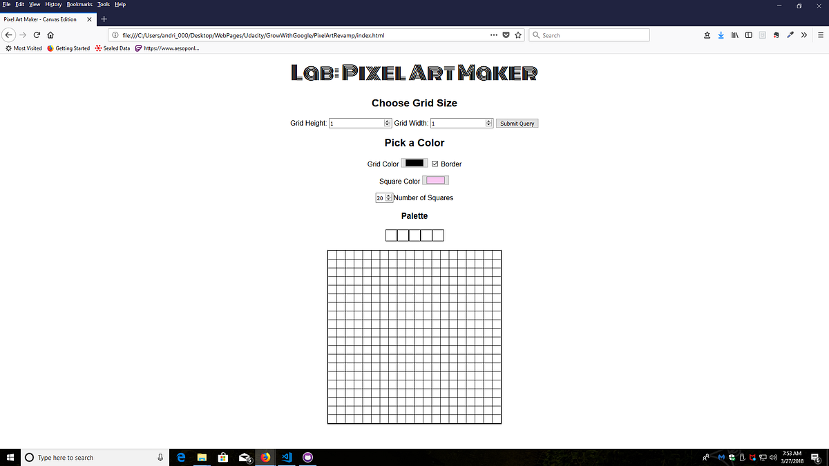 Pixel Art Maker: An HTML5 Canvas Tutorial — Part 1: Setting up the ...
