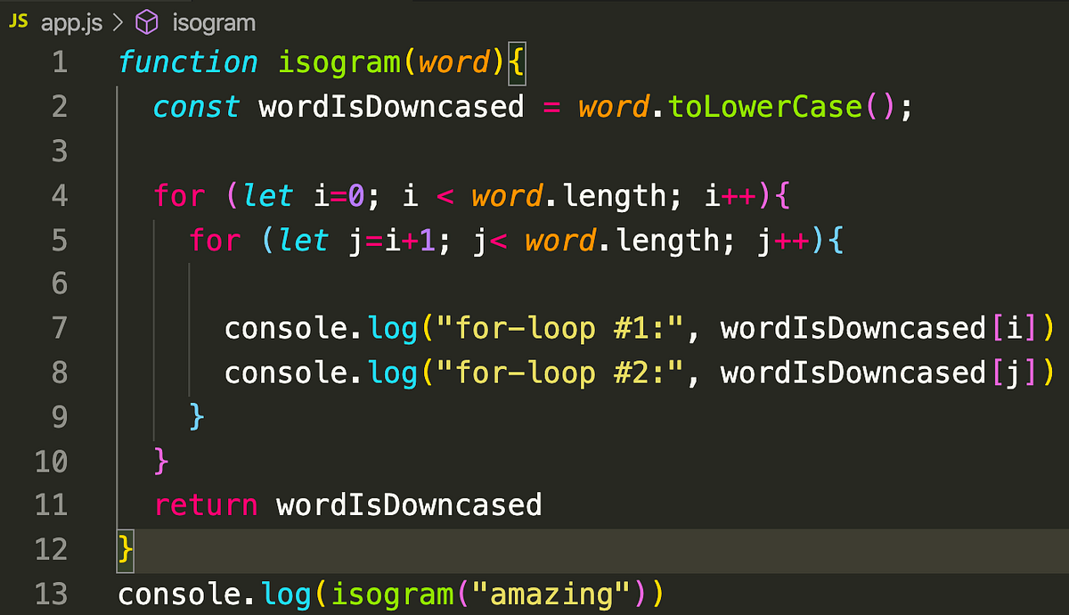 Isogram Challenge using JavaScript | by Scott Singer | Medium