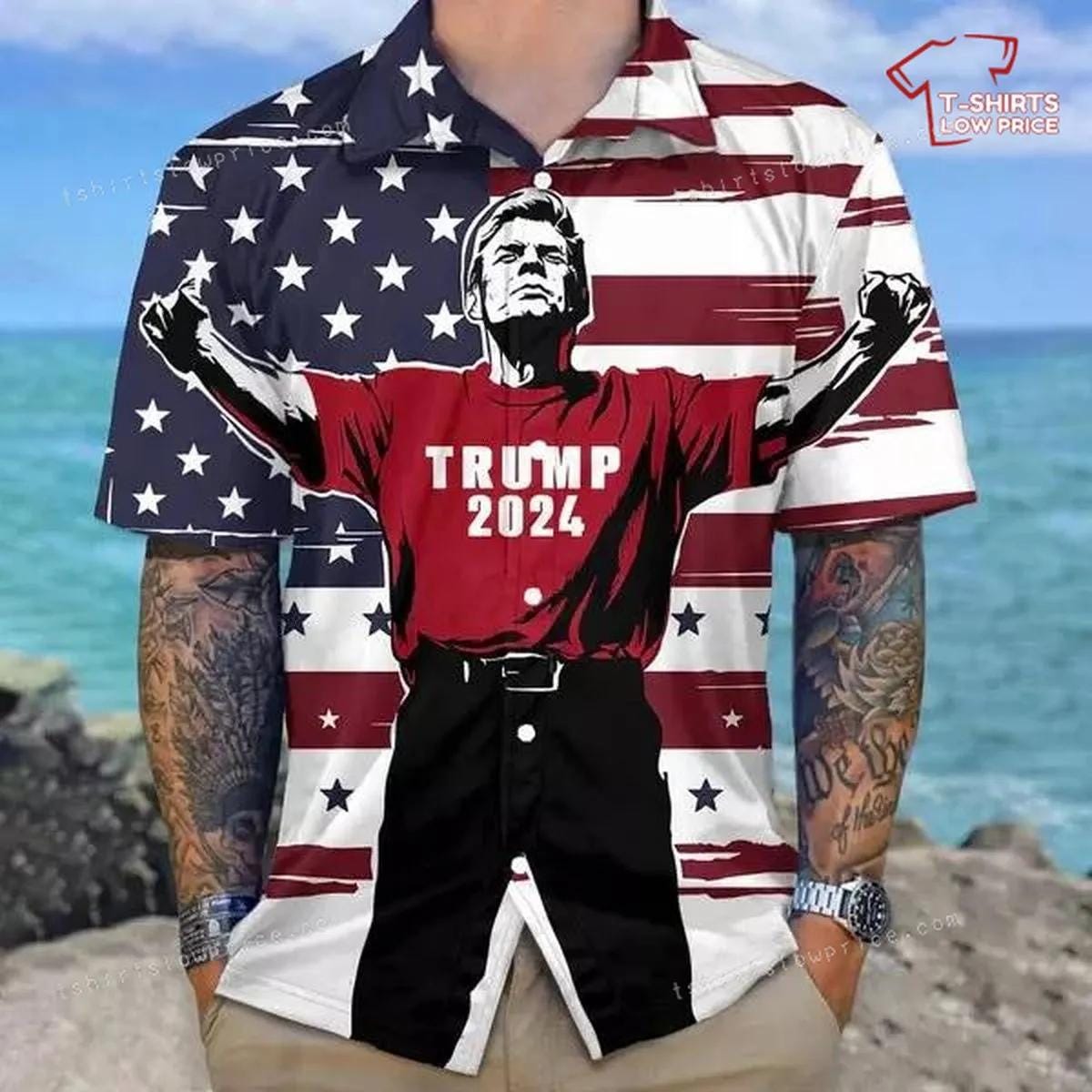 Fight With Trump 2024 Support Trump 3D Hawaii Shirt, Support Trump | by ...