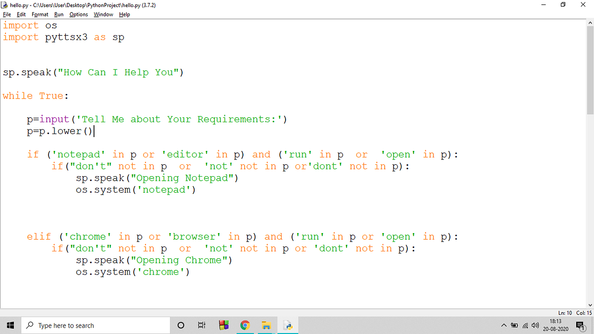 TASK-1 ( CHATBOT). Problem Statement:- Convert the OS… | by Vineet Negi ...