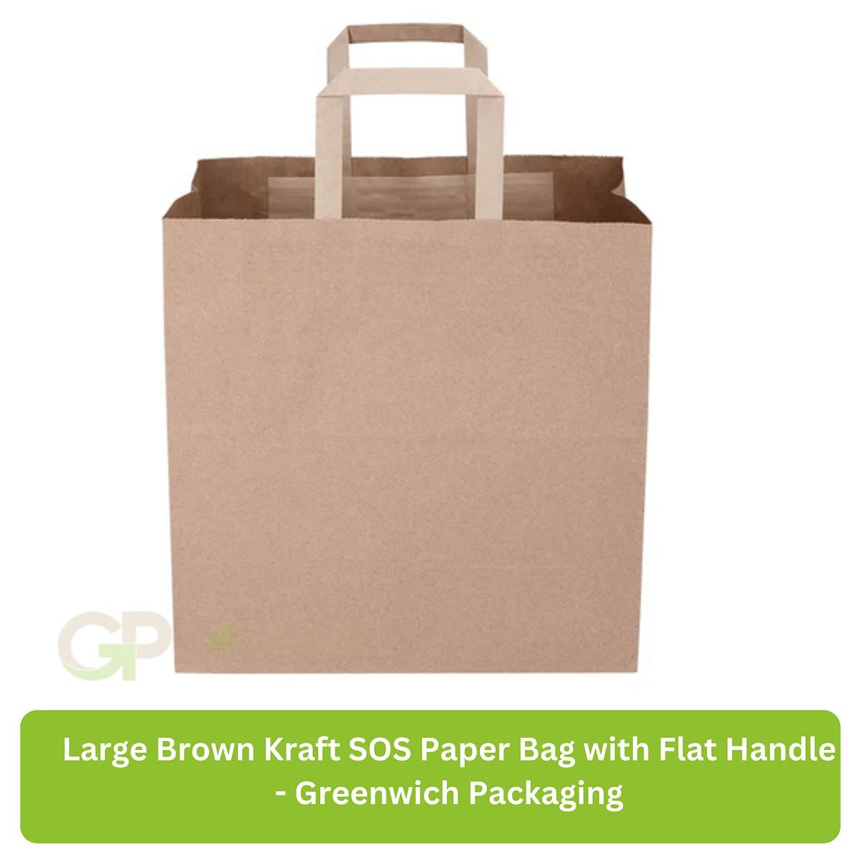 Large Brown Kraft SOS Paper Bag with Flat Handle — Greenwich Packaging ...