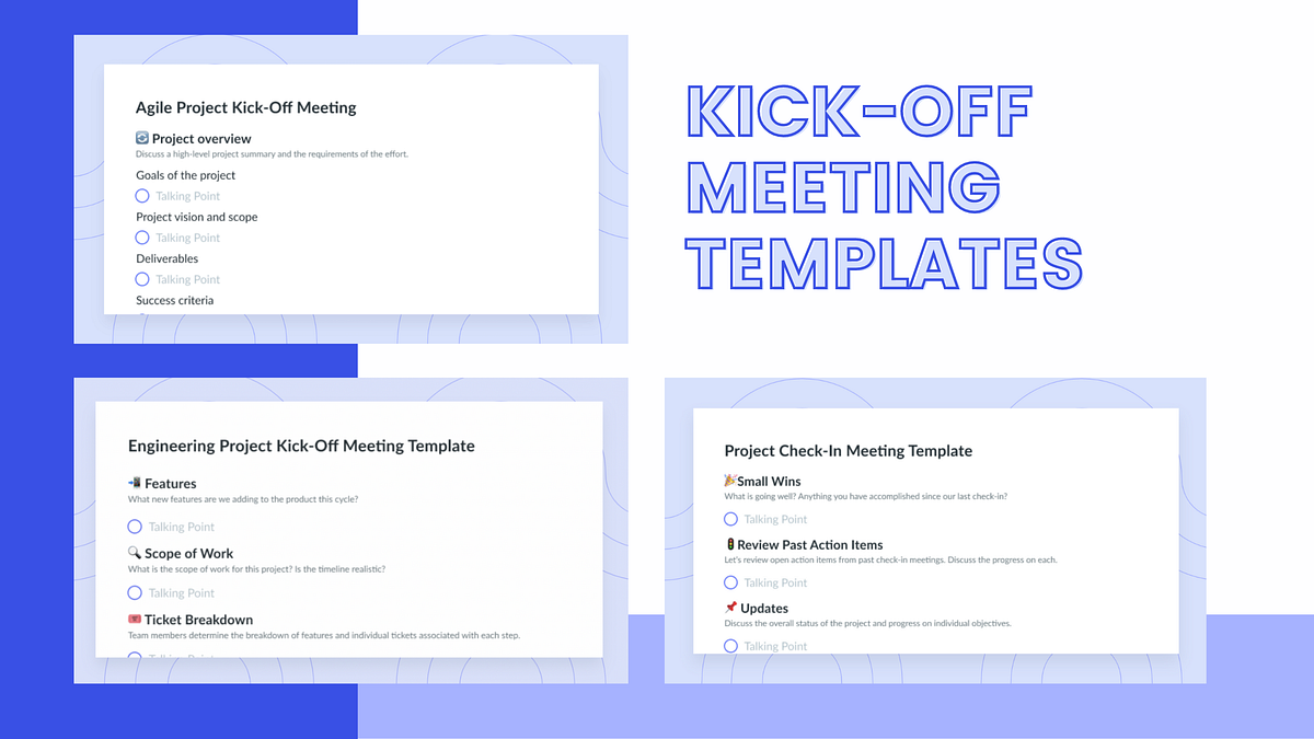7 Kick Off Meeting Agenda Templates for Productive Meetings | Medium