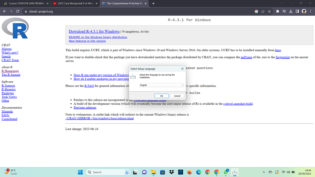 Nim : 202251054 Nama : Rizqi Miftakhul Ulum Kelas : B Tahapan Menginstall Console R Tahapan ...