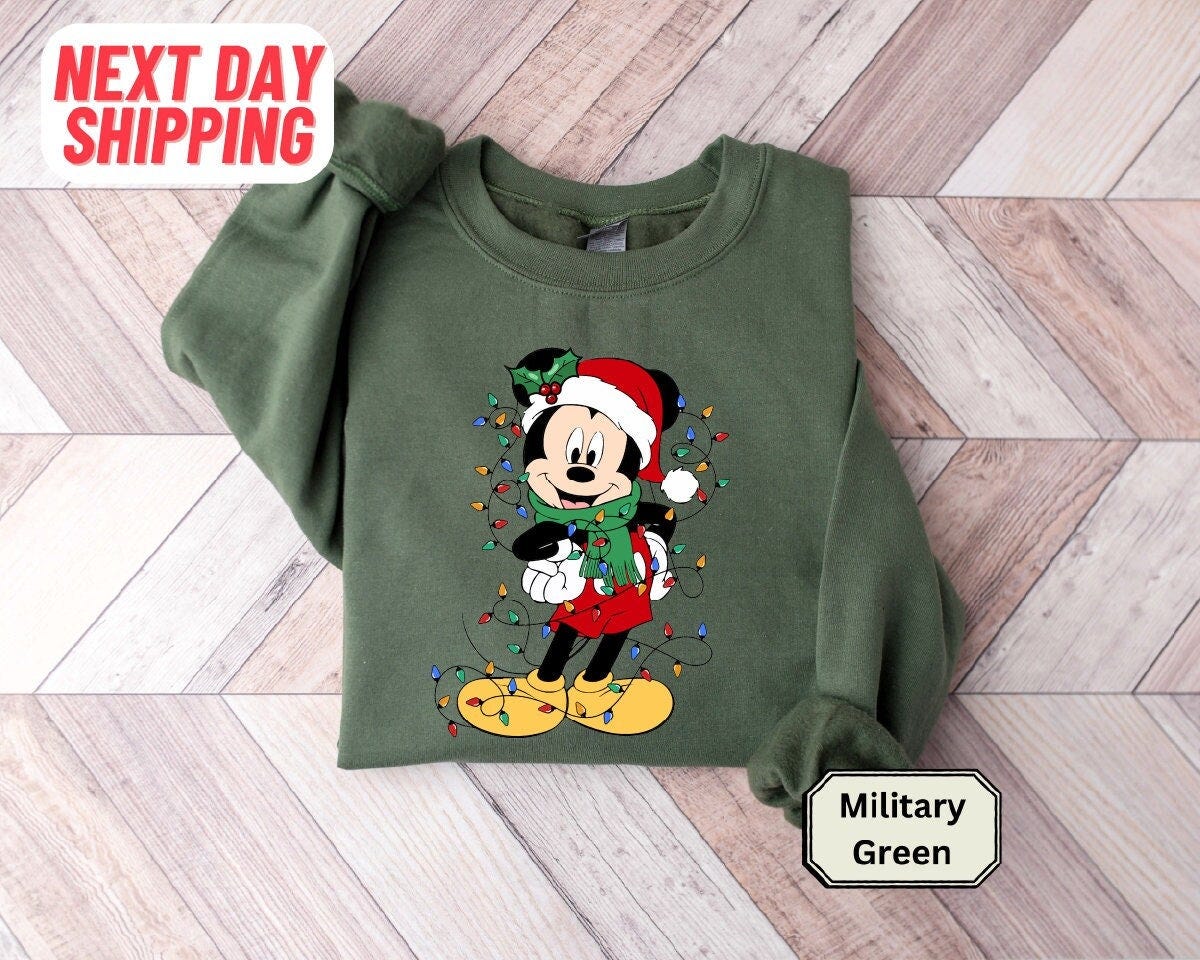 Disney Mickey Santa Costume Christmas Lights Couples T-Shirt Sweater ...